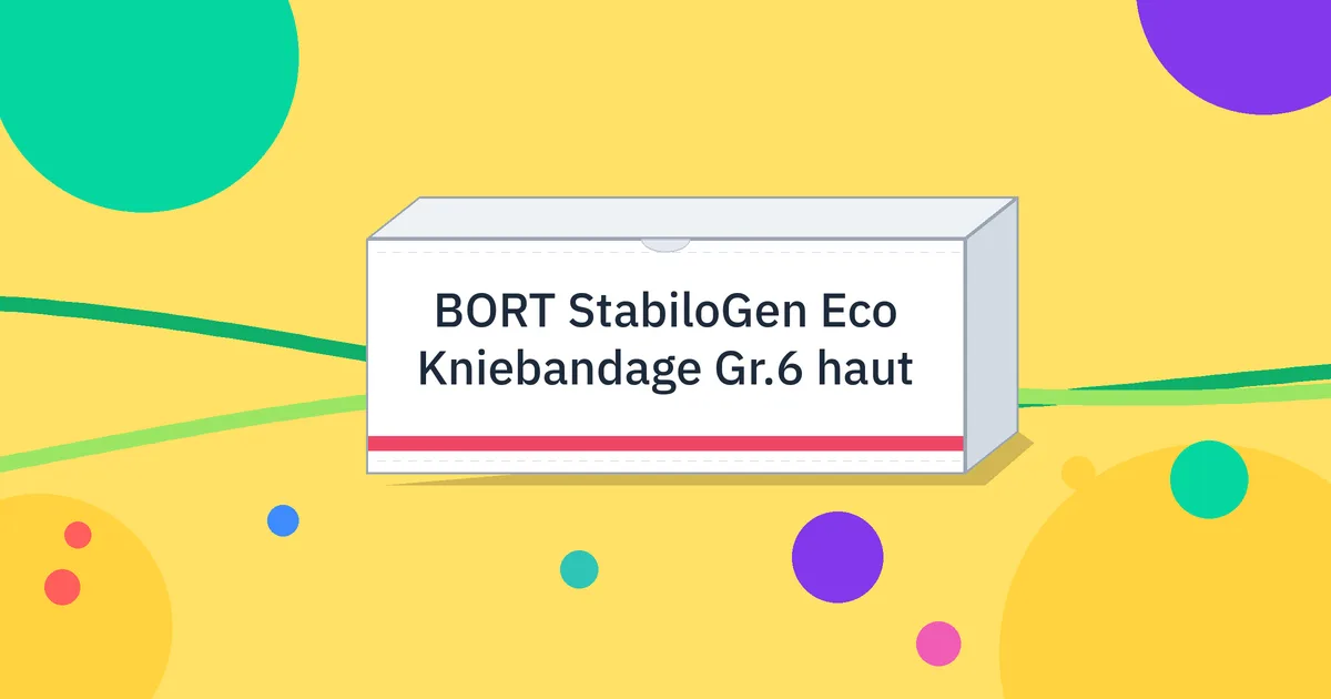 Symbolbild: Packung mit der Aufschrift BORT StabiloGen Eco Kniebandage Gr.6 haut (PZN 16845403) – Verfügbarkeit und Bezug in Apotheken in Frankfurt am Main