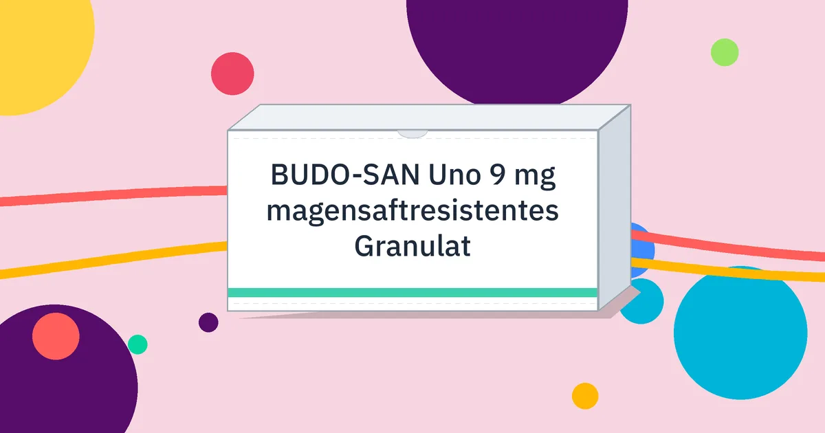 Symbolbild: Packung mit der Aufschrift BUDO-SAN Uno 9 mg magensaftresistentes Granulat (PZN 19053973) – Verfügbarkeit und Bezug in Apotheken in Frankfurt am Main