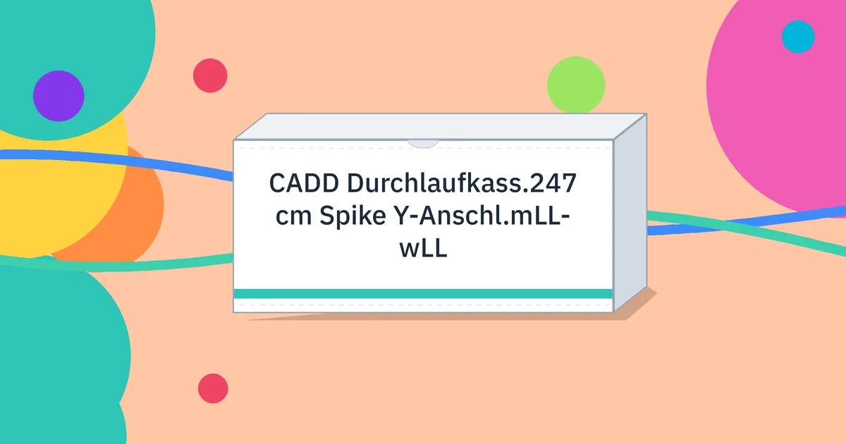 Symbolbild: Packung mit der Aufschrift CADD Durchlaufkass.247 cm Spike Y-Anschl.mLL-wLL (PZN 15434773) – Verfügbarkeit und Bezug in Apotheken in Frankfurt am Main