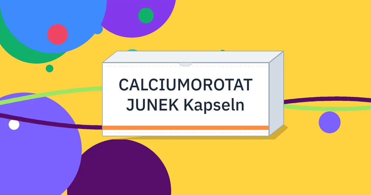 Symbolbild: Packung mit der Aufschrift CALCIUMOROTAT JUNEK Kapseln (PZN 09949390) – Verfügbarkeit und Bezug in Apotheken in Frankfurt am Main