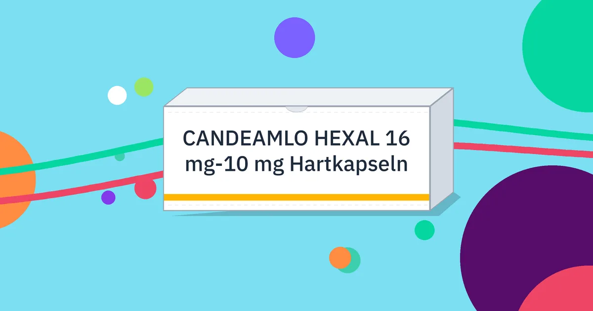 Symbolbild: Packung mit der Aufschrift CANDEAMLO HEXAL 16 mg-10 mg Hartkapseln (PZN 12343828) – Verfügbarkeit und Bezug in Apotheken in Frankfurt am Main