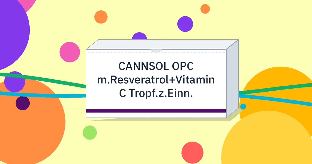 Symbolbild: Packung mit der Aufschrift CANNSOL OPC m.Resveratrol+Vitamin C Tropf.z.Einn. (PZN 19427439) – Verfügbarkeit und Bezug in Apotheken in Frankfurt am Main