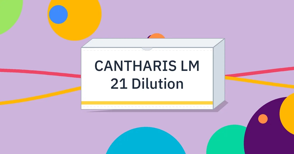 Symbolbild: Packung mit der Aufschrift CANTHARIS LM 21 Dilution (PZN 12808285) – Verfügbarkeit und Bezug in Apotheken in Frankfurt am Main