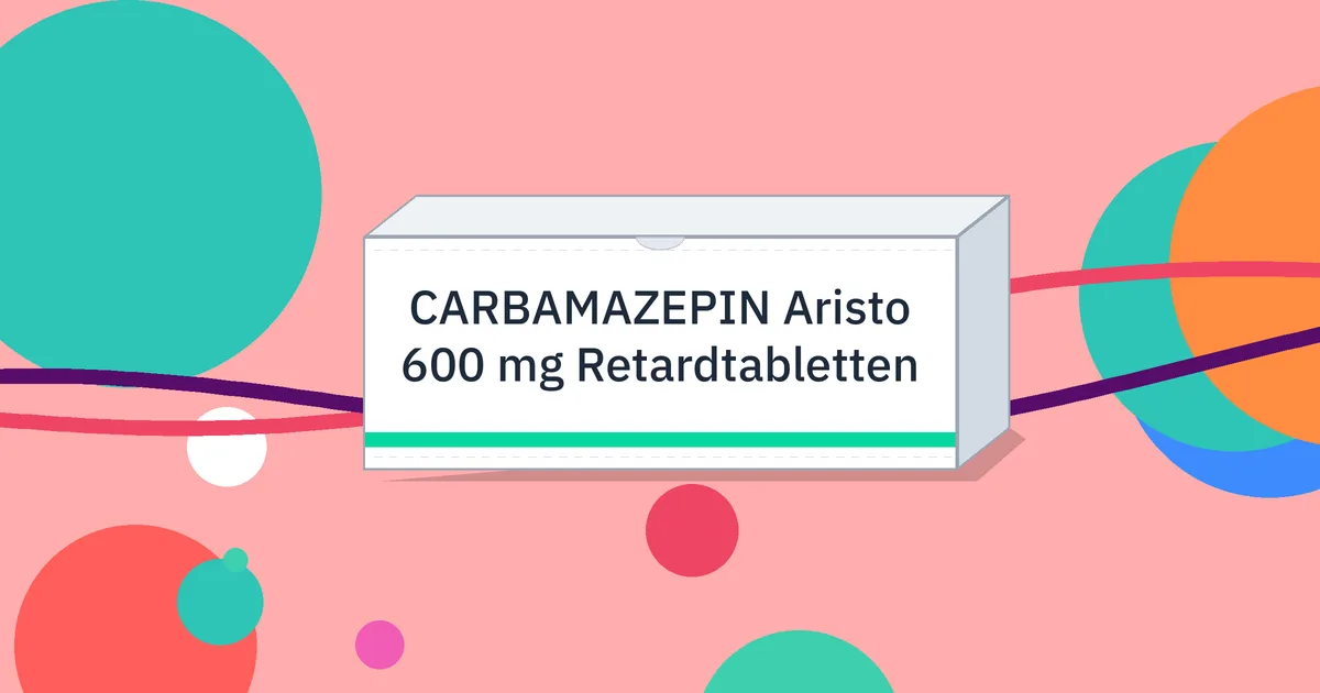 Symbolbild: Packung mit der Aufschrift CARBAMAZEPIN Aristo 600 mg Retardtabletten (PZN 09494771) – Verfügbarkeit und Bezug in Apotheken in Frankfurt am Main