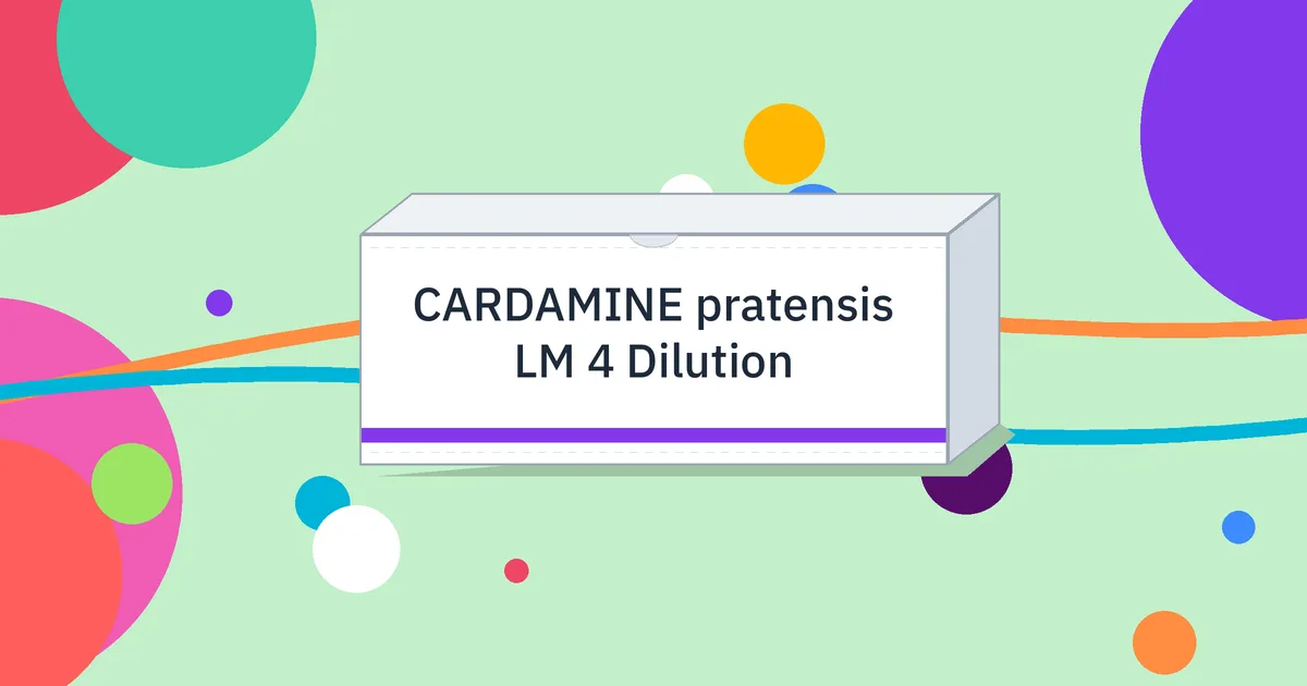 Symbolbild: Packung mit der Aufschrift CARDAMINE pratensis LM 4 Dilution (PZN 13429035) – Verfügbarkeit und Bezug in Apotheken in Frankfurt am Main