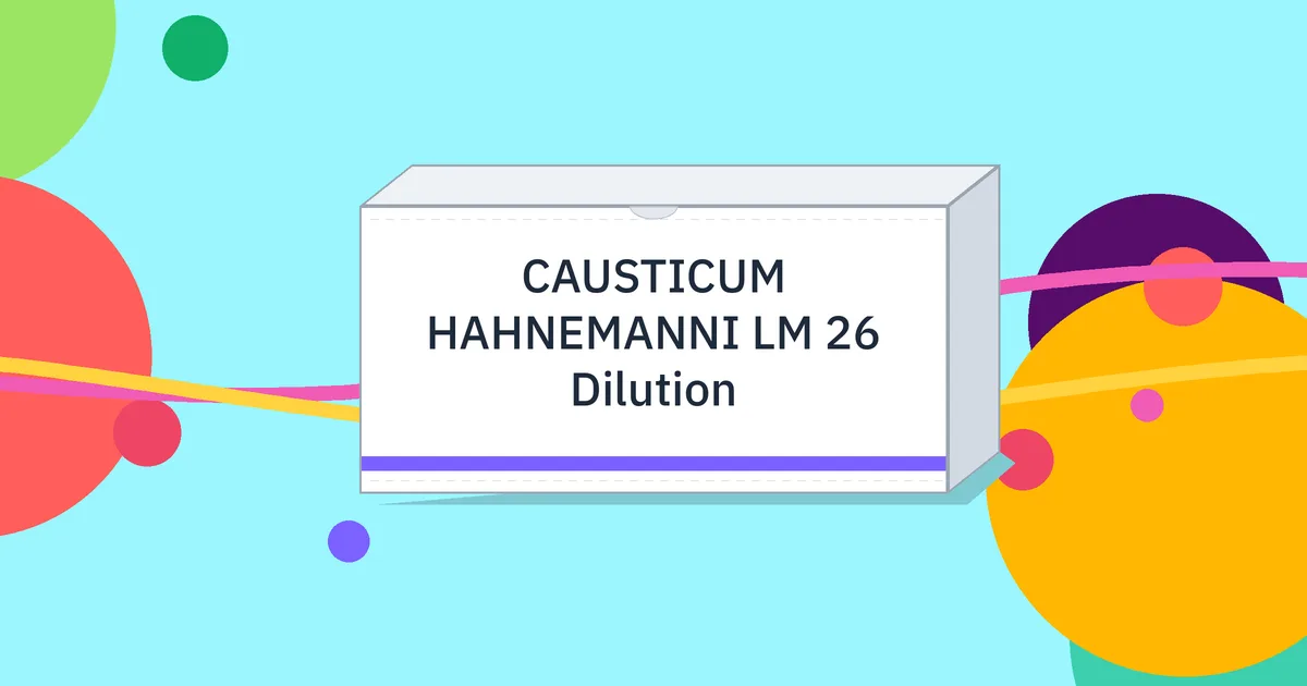 Symbolbild: Packung mit der Aufschrift CAUSTICUM HAHNEMANNI LM 26 Dilution (PZN 12811784) – Verfügbarkeit und Bezug in Apotheken in Frankfurt am Main