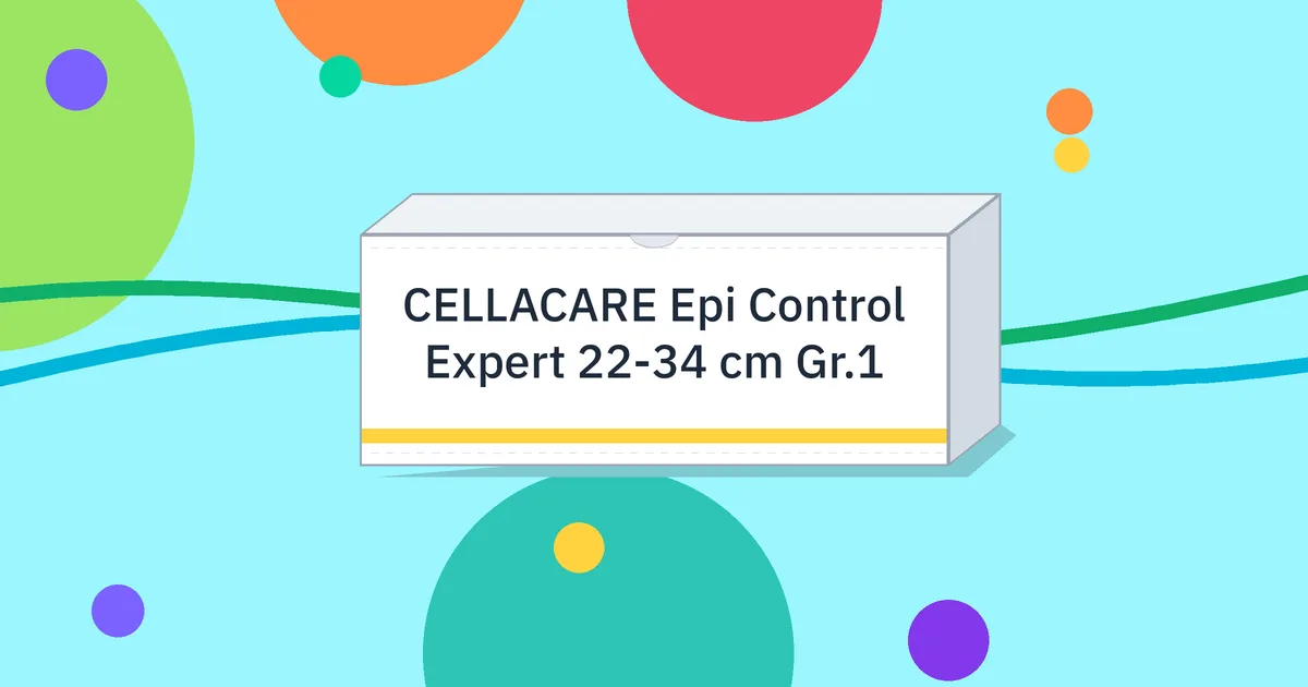 Symbolbild: Packung mit der Aufschrift CELLACARE Epi Control Expert 22-34 cm Gr.1 (PZN 20549484) – Verfügbarkeit und Bezug in Apotheken in Frankfurt am Main
