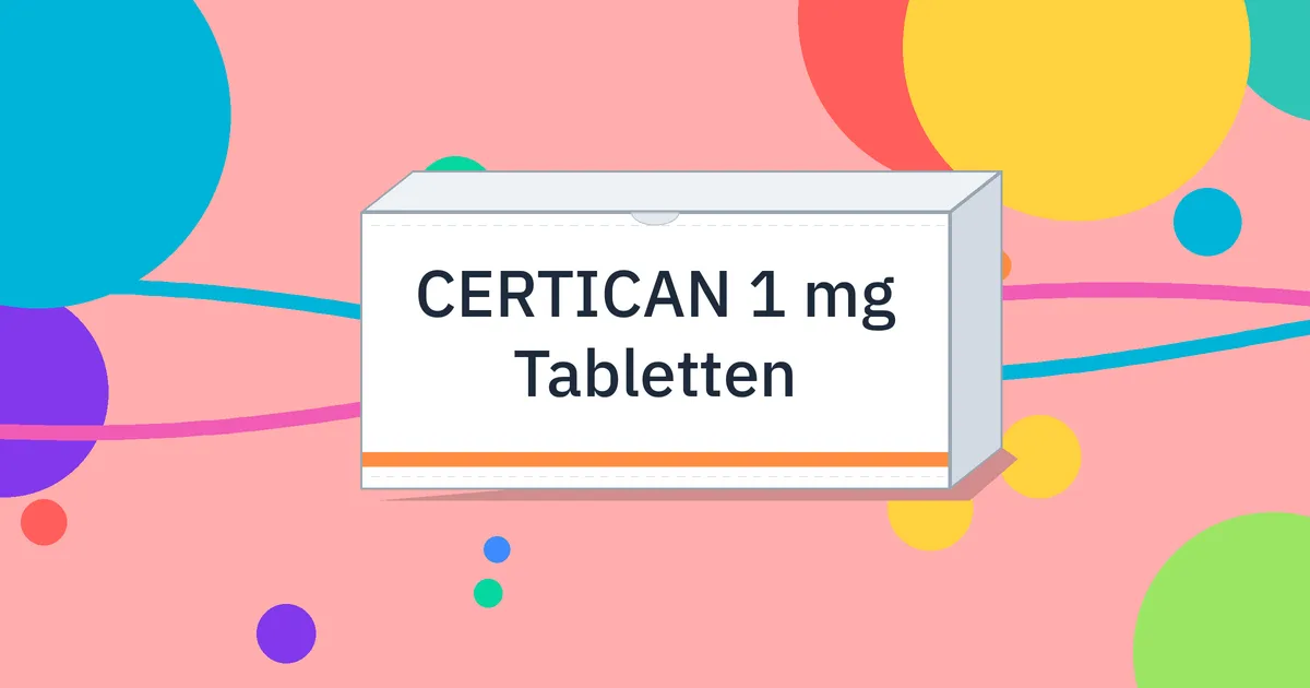 Symbolbild: Packung mit der Aufschrift CERTICAN 1 mg Tabletten (PZN 16260826) – Verfügbarkeit und Bezug in Apotheken in Frankfurt am Main
