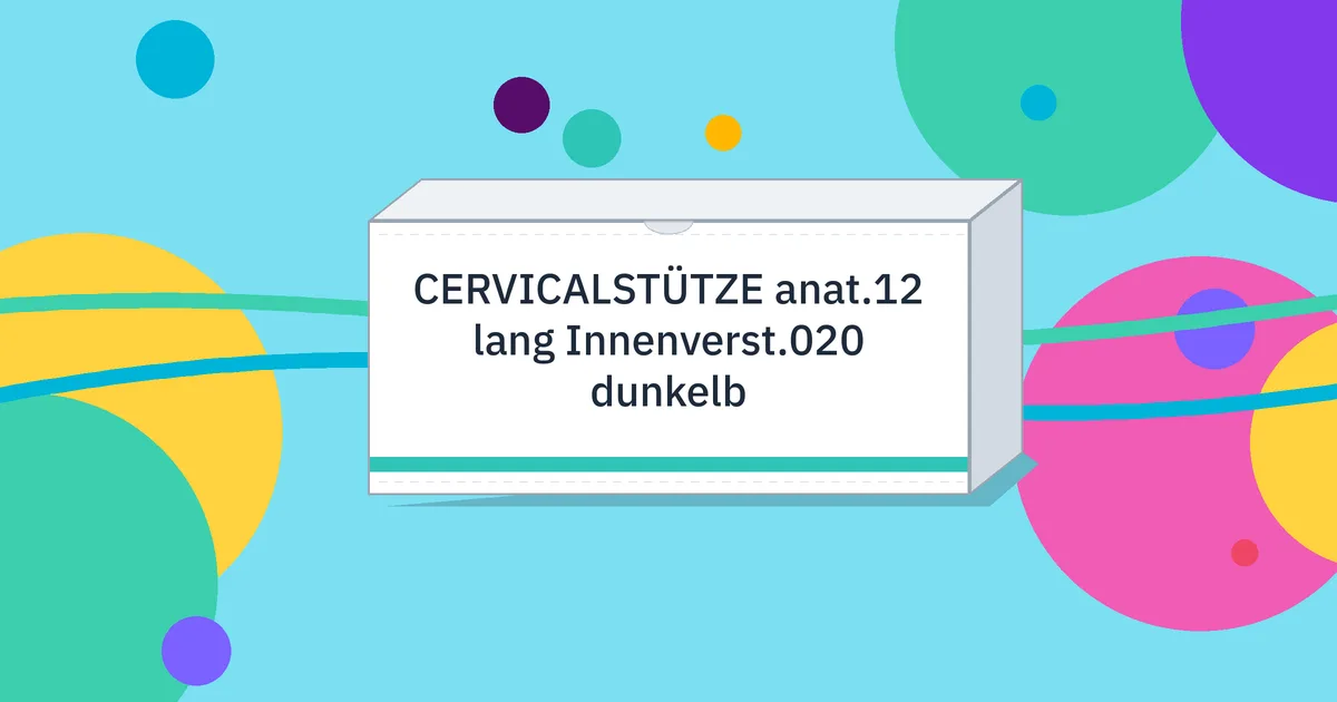 Symbolbild: Packung mit der Aufschrift CERVICALSTÜTZE anat.12 lang Innenverst.020 dunkelb (PZN 08895226) – Verfügbarkeit und Bezug in Apotheken in Frankfurt am Main