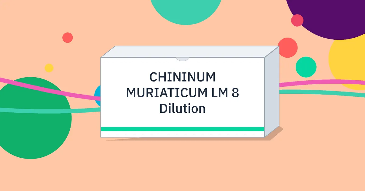 Symbolbild: Packung mit der Aufschrift CHININUM MURIATICUM LM 8 Dilution (PZN 12815084) – Verfügbarkeit und Bezug in Apotheken in Frankfurt am Main