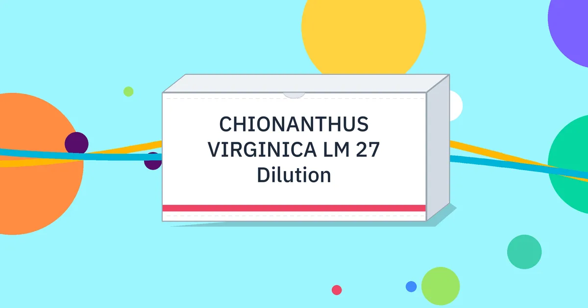 Symbolbild: Packung mit der Aufschrift CHIONANTHUS VIRGINICA LM 27 Dilution (PZN 13443331) – Verfügbarkeit und Bezug in Apotheken in Frankfurt am Main