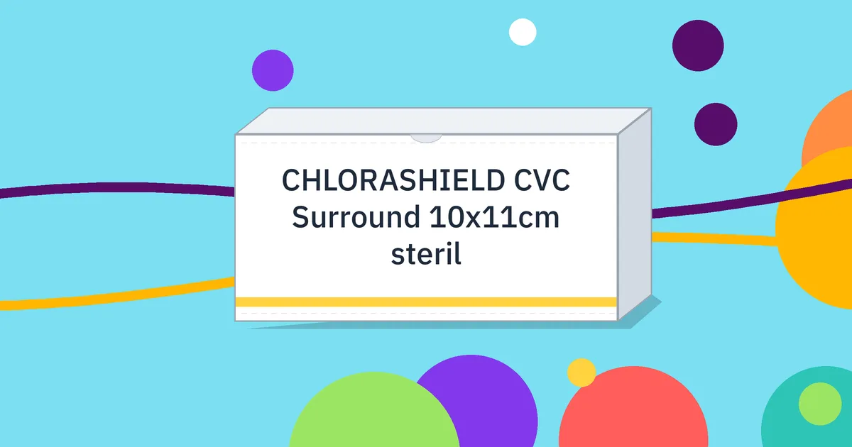 Symbolbild: Packung mit der Aufschrift CHLORASHIELD CVC Surround 10x11cm steril (PZN 17267204) – Verfügbarkeit und Bezug in Apotheken in Frankfurt am Main
