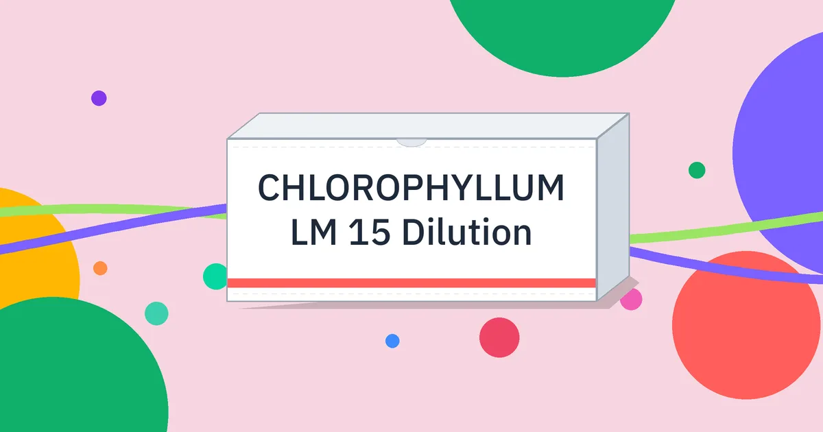 Symbolbild: Packung mit der Aufschrift CHLOROPHYLLUM LM 15 Dilution (PZN 13445057) – Verfügbarkeit und Bezug in Apotheken in Frankfurt am Main