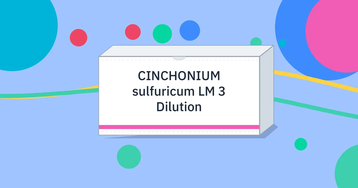 Symbolbild: Packung mit der Aufschrift CINCHONIUM sulfuricum LM 3 Dilution (PZN 13446329) – Verfügbarkeit und Bezug in Apotheken in Frankfurt am Main
