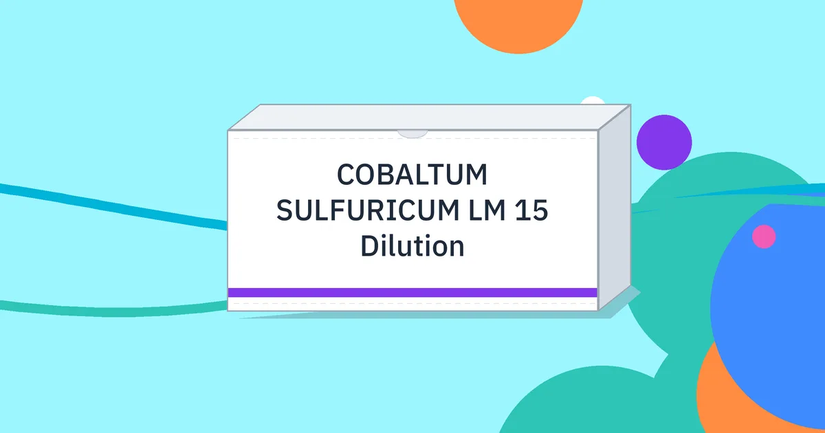 Symbolbild: Packung mit der Aufschrift COBALTUM SULFURICUM LM 15 Dilution (PZN 12824568) – Verfügbarkeit und Bezug in Apotheken in Frankfurt am Main