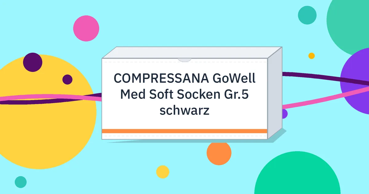 Symbolbild: Packung mit der Aufschrift COMPRESSANA GoWell Med Soft Socken Gr.5 schwarz (PZN 05143218) – Verfügbarkeit und Bezug in Apotheken in Frankfurt am Main