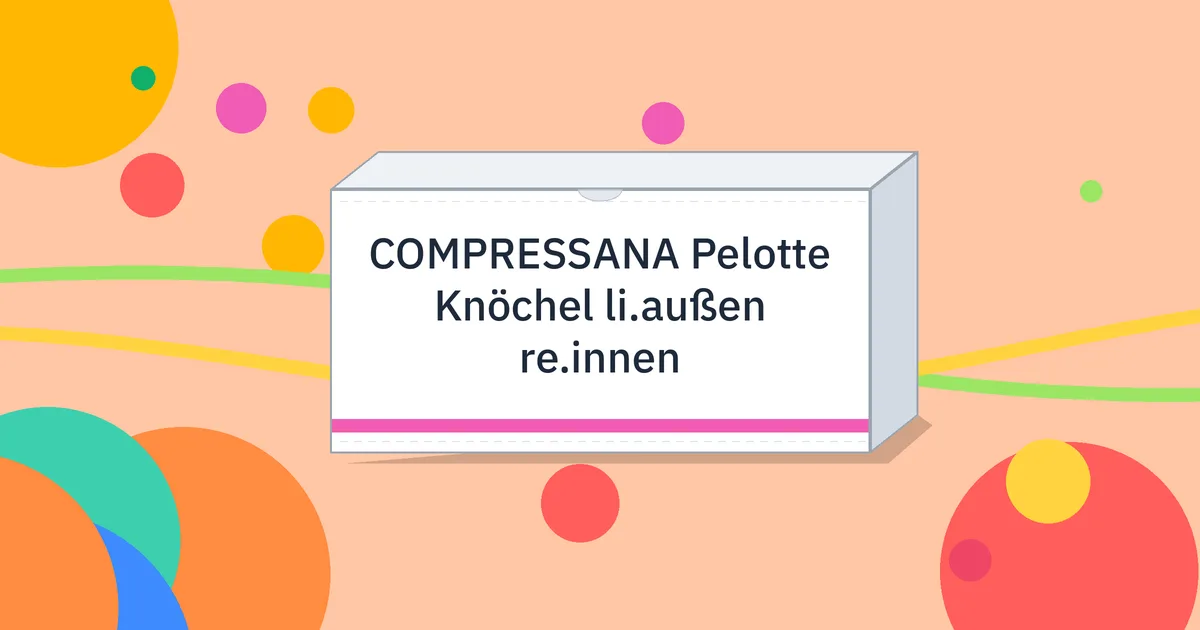 Symbolbild: Packung mit der Aufschrift COMPRESSANA Pelotte Knöchel li.außen re.innen (PZN 09261854) – Verfügbarkeit und Bezug in Apotheken in Frankfurt am Main