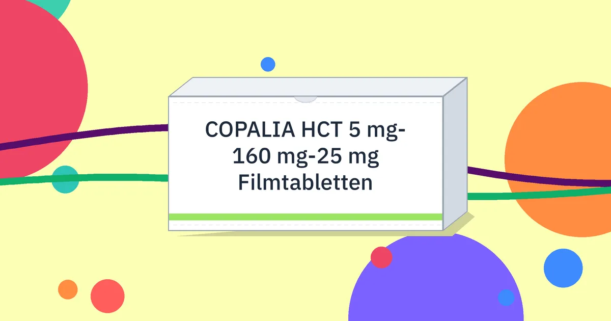 Symbolbild: Packung mit der Aufschrift COPALIA HCT 5 mg-160 mg-25 mg Filmtabletten (PZN 14398992) – Verfügbarkeit und Bezug in Apotheken in Frankfurt am Main