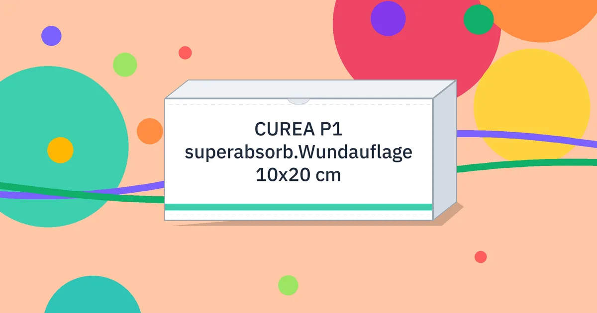 Symbolbild: Packung mit der Aufschrift CUREA P1 superabsorb.Wundauflage 10x20 cm (PZN 04122645) – Verfügbarkeit und Bezug in Apotheken in Frankfurt am Main