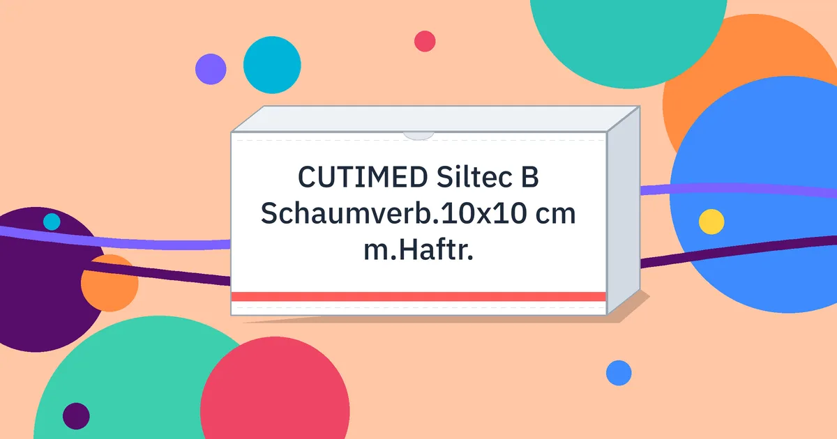 Symbolbild: Packung mit der Aufschrift CUTIMED Siltec B Schaumverb.10x10 cm m.Haftr. (PZN 18076050) – Verfügbarkeit und Bezug in Apotheken in Frankfurt am Main