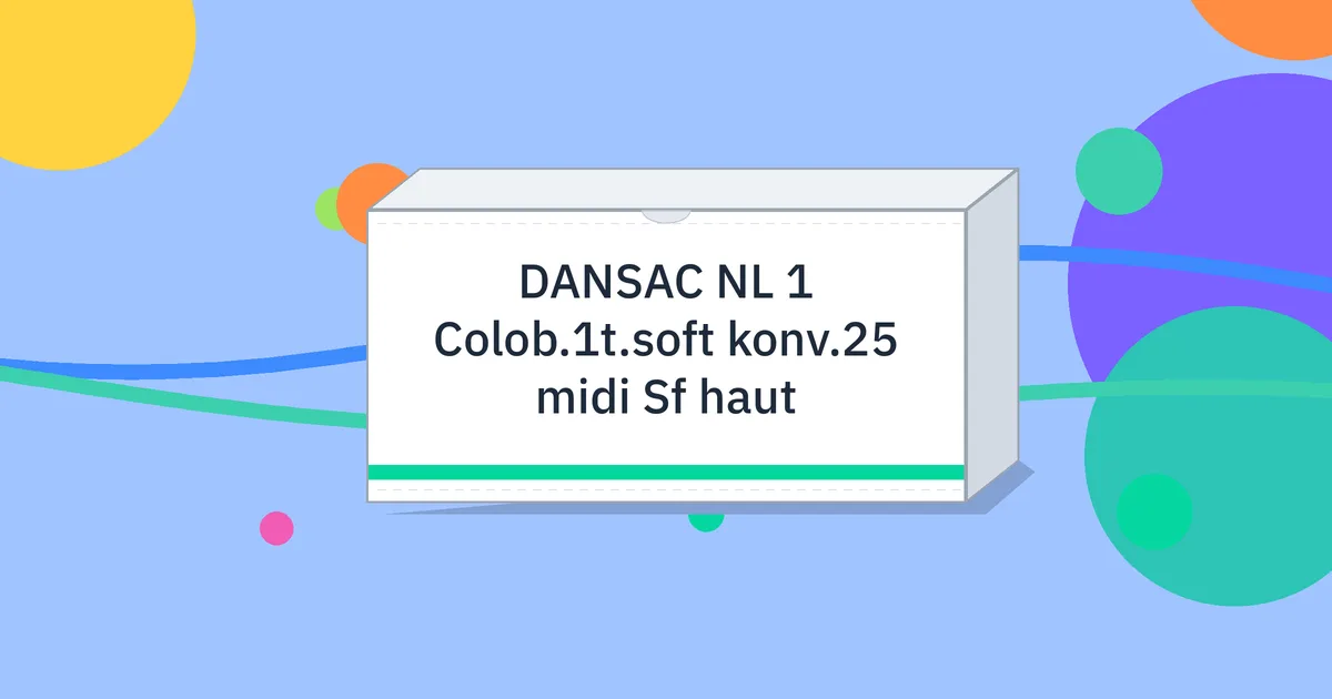 Symbolbild: Packung mit der Aufschrift DANSAC NL 1 Colob.1t.soft konv.25 midi Sf haut (PZN 10344551) – Verfügbarkeit und Bezug in Apotheken in Frankfurt am Main