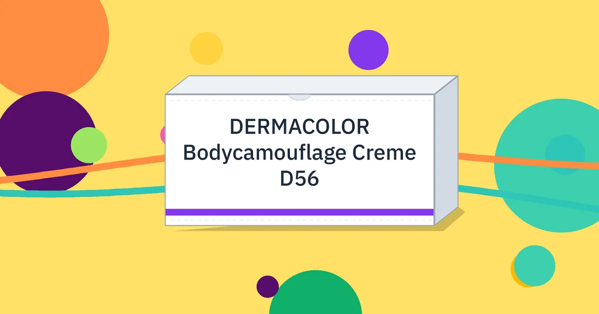 Symbolbild: Packung mit der Aufschrift DERMACOLOR Bodycamouflage Creme D56 (PZN 15818338) – Verfügbarkeit und Bezug in Apotheken in Frankfurt am Main