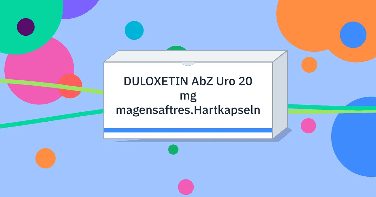 Symbolbild: Packung mit der Aufschrift DULOXETIN AbZ Uro 20 mg magensaftres.Hartkapseln (PZN 10525376) – Verfügbarkeit und Bezug in Apotheken in Frankfurt am Main