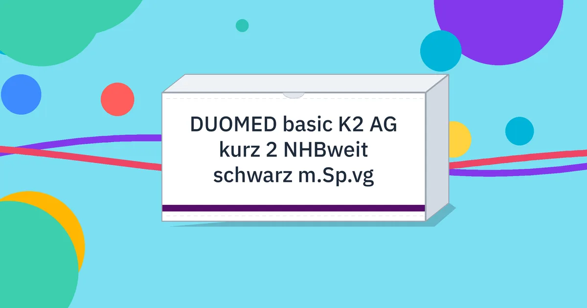 Symbolbild: Packung mit der Aufschrift DUOMED basic K2 AG kurz 2 NHBweit schwarz m.Sp.vg (PZN 20908575) – Verfügbarkeit und Bezug in Apotheken in Frankfurt am Main