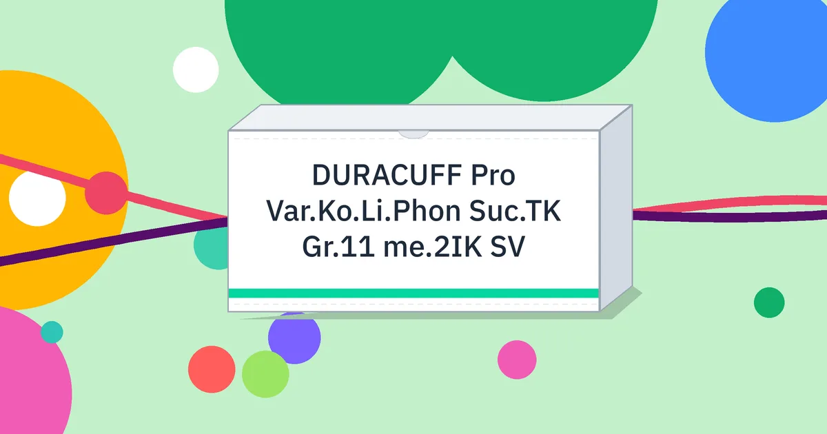 Symbolbild: Packung mit der Aufschrift DURACUFF Pro Var.Ko.Li.Phon Suc.TK Gr.11 me.2IK SV (PZN 19245419) – Verfügbarkeit und Bezug in Apotheken in Frankfurt am Main