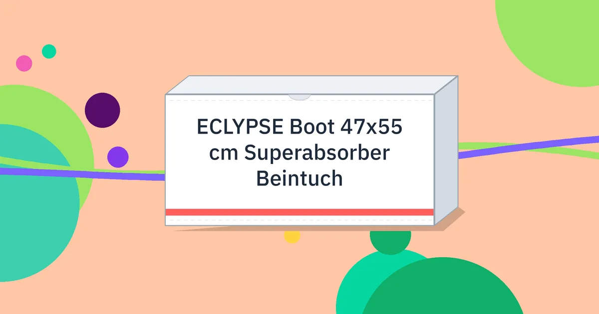 Symbolbild: Packung mit der Aufschrift ECLYPSE Boot 47x55 cm Superabsorber Beintuch (PZN 10018739) – Verfügbarkeit und Bezug in Apotheken in Frankfurt am Main