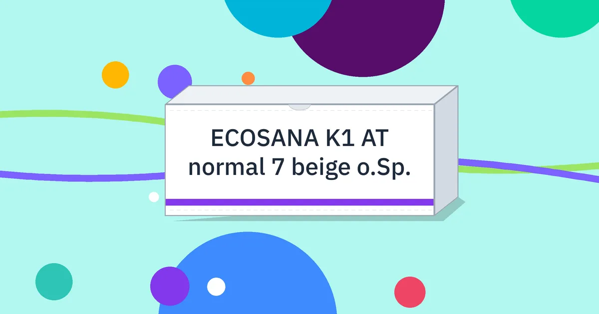 Symbolbild: Packung mit der Aufschrift ECOSANA K1 AT normal 7 beige o.Sp. (PZN 04732378) – Verfügbarkeit und Bezug in Apotheken in Frankfurt am Main