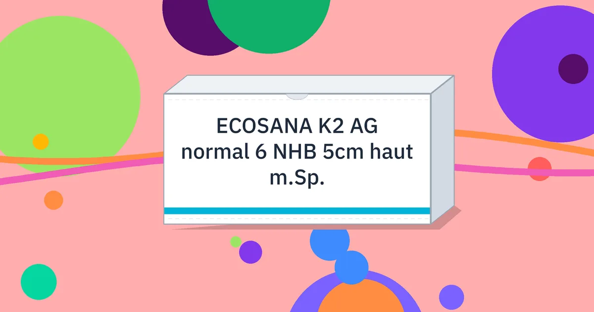Symbolbild: Packung mit der Aufschrift ECOSANA K2 AG normal 6 NHB 5cm haut m.Sp. (PZN 01518236) – Verfügbarkeit und Bezug in Apotheken in Frankfurt am Main