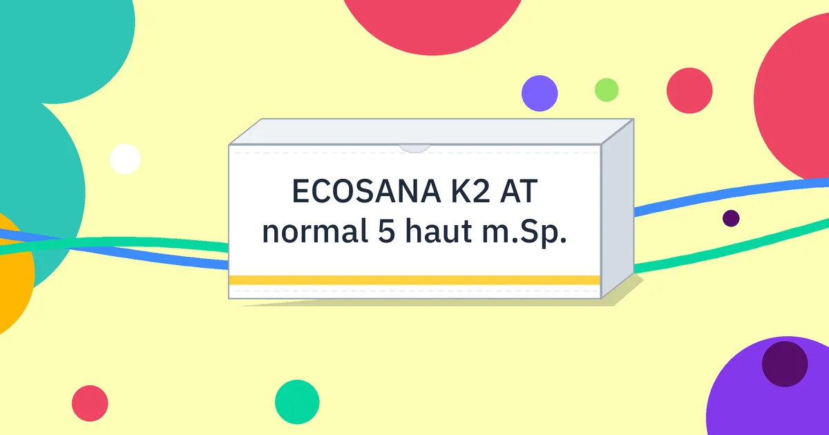 Symbolbild: Packung mit der Aufschrift ECOSANA K2 AT normal 5 haut m.Sp. (PZN 01565767) – Verfügbarkeit und Bezug in Apotheken in Frankfurt am Main