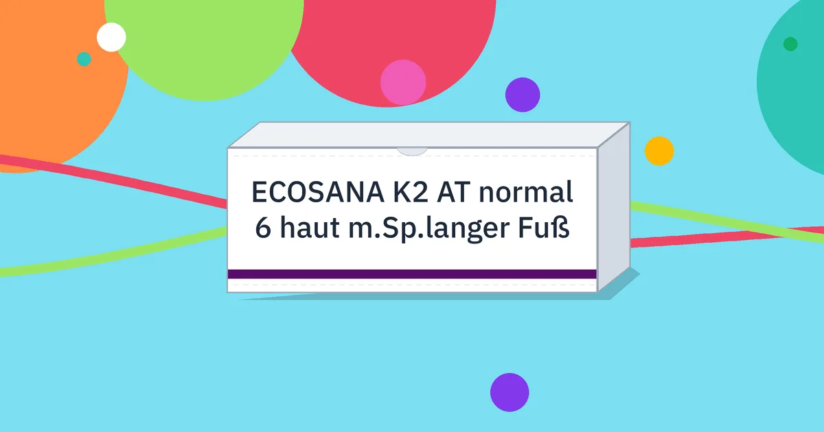 Symbolbild: Packung mit der Aufschrift ECOSANA K2 AT normal 6 haut m.Sp.langer Fuß (PZN 10956308) – Verfügbarkeit und Bezug in Apotheken in Frankfurt am Main