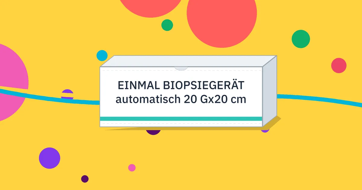Symbolbild: Packung mit der Aufschrift EINMAL BIOPSIEGERÄT automatisch 20 Gx20 cm (PZN 11105156) – Verfügbarkeit und Bezug in Apotheken in Frankfurt am Main