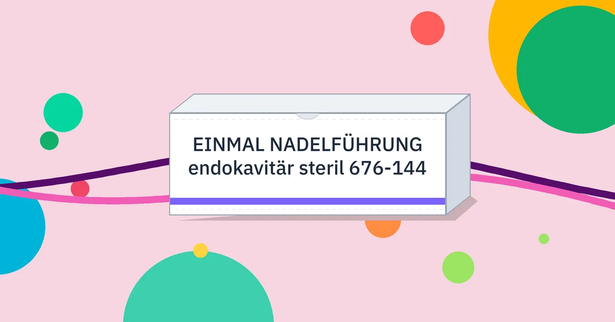 Symbolbild: Packung mit der Aufschrift EINMAL NADELFÜHRUNG endokavitär steril 676-144 (PZN 18766458) – Verfügbarkeit und Bezug in Apotheken in Frankfurt am Main