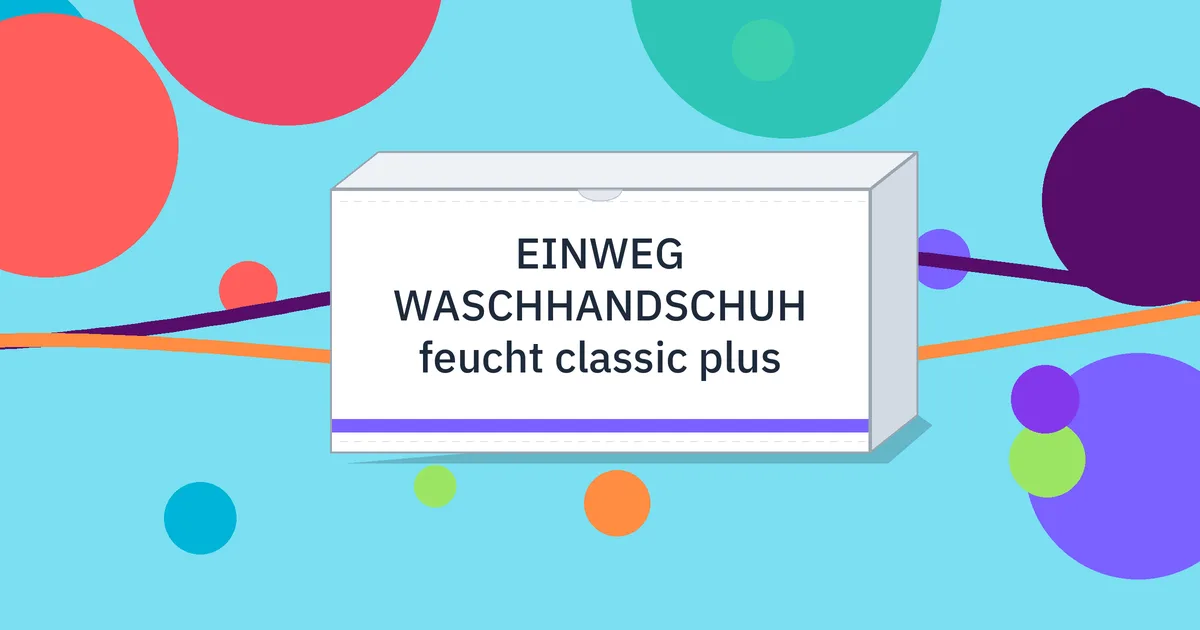 Symbolbild: Packung mit der Aufschrift EINWEG WASCHHANDSCHUH feucht classic plus (PZN 12394369) – Verfügbarkeit und Bezug in Apotheken in Frankfurt am Main