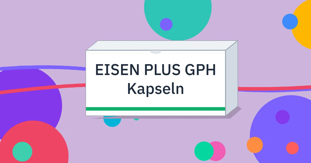 Symbolbild: Packung mit der Aufschrift EISEN PLUS GPH Kapseln (PZN 16935661) – Verfügbarkeit und Bezug in Apotheken in Frankfurt am Main