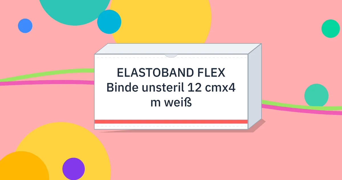 Symbolbild: Packung mit der Aufschrift ELASTOBAND FLEX Binde unsteril 12 cmx4 m weiß (PZN 19388917) – Verfügbarkeit und Bezug in Apotheken in Frankfurt am Main