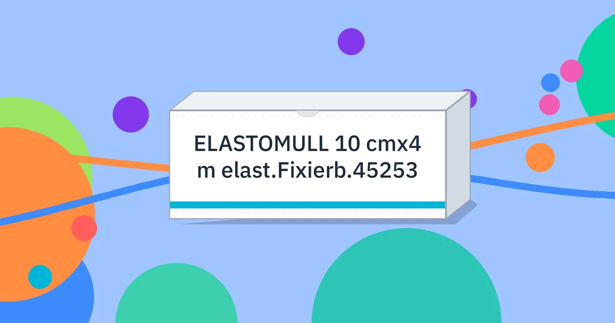 Symbolbild: Packung mit der Aufschrift ELASTOMULL 10 cmx4 m elast.Fixierb.45253 (PZN 12526724) – Verfügbarkeit und Bezug in Apotheken in Frankfurt am Main