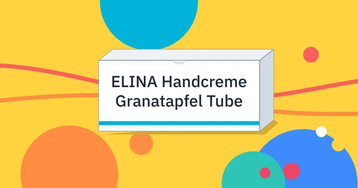 Symbolbild: Packung mit der Aufschrift ELINA Handcreme Granatapfel Tube (PZN 11169831) – Verfügbarkeit und Bezug in Apotheken in Frankfurt am Main