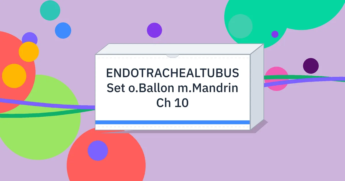 Symbolbild: Packung mit der Aufschrift ENDOTRACHEALTUBUS Set o.Ballon m.Mandrin Ch 10 (PZN 12450010) – Verfügbarkeit und Bezug in Apotheken in Frankfurt am Main