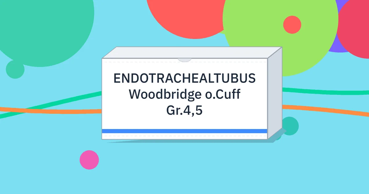 Symbolbild: Packung mit der Aufschrift ENDOTRACHEALTUBUS Woodbridge o.Cuff Gr.4,5 (PZN 04883568) – Verfügbarkeit und Bezug in Apotheken in Frankfurt am Main