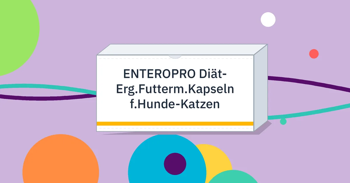 Symbolbild: Packung mit der Aufschrift ENTEROPRO Diät-Erg.Futterm.Kapseln f.Hunde-Katzen (PZN 20612768) – Verfügbarkeit und Bezug in Apotheken in Frankfurt am Main