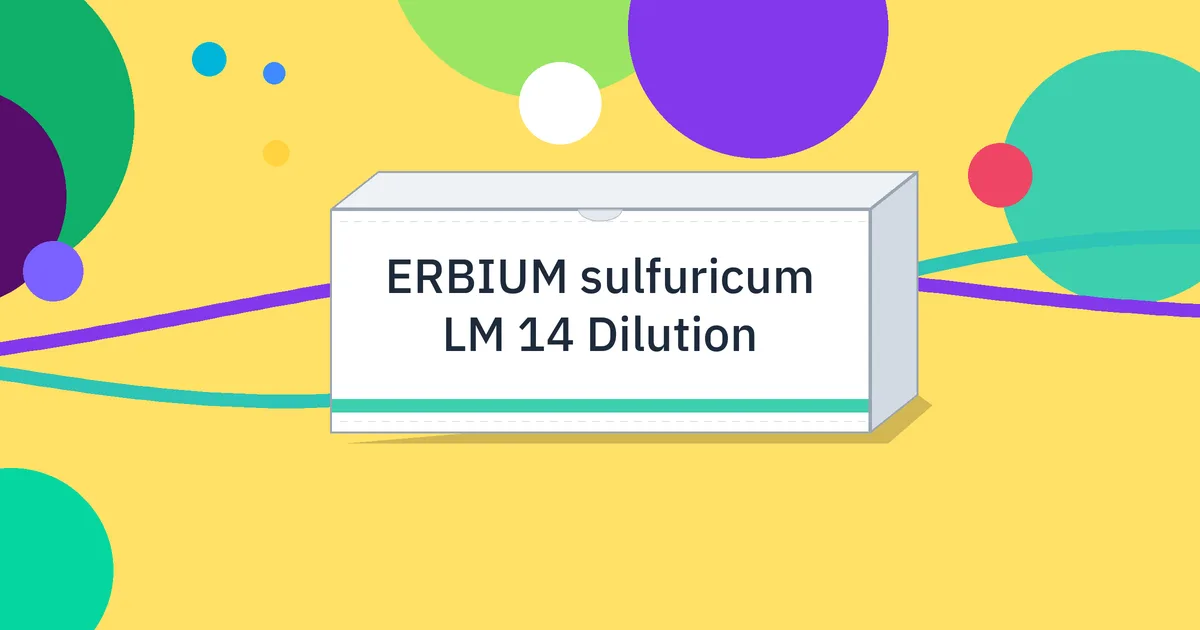 Symbolbild: Packung mit der Aufschrift ERBIUM sulfuricum LM 14 Dilution (PZN 13473929) – Verfügbarkeit und Bezug in Apotheken in Frankfurt am Main