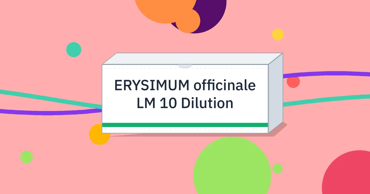 Symbolbild: Packung mit der Aufschrift ERYSIMUM officinale LM 10 Dilution (PZN 13479464) – Verfügbarkeit und Bezug in Apotheken in Frankfurt am Main
