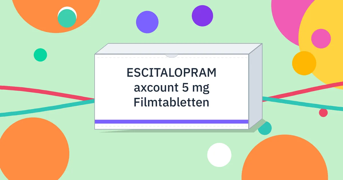 Symbolbild: Packung mit der Aufschrift ESCITALOPRAM axcount 5 mg Filmtabletten (PZN 20217486) – Verfügbarkeit und Bezug in Apotheken in Frankfurt am Main