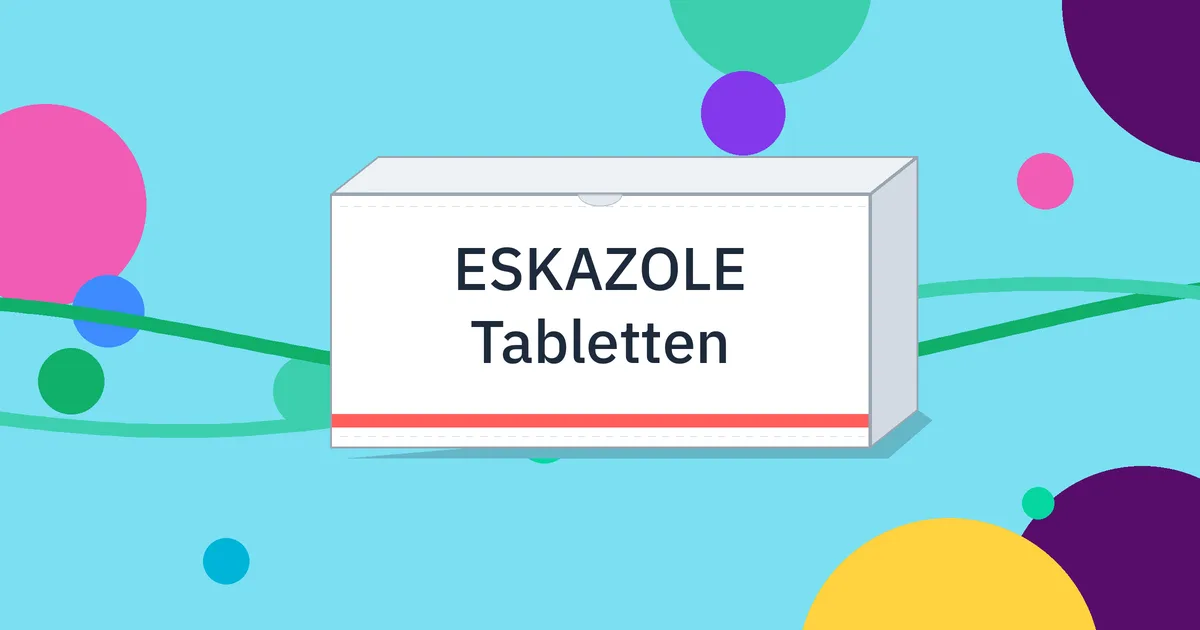 Symbolbild: Packung mit der Aufschrift ESKAZOLE Tabletten (PZN 01555332) – Verfügbarkeit und Bezug in Apotheken in Frankfurt am Main