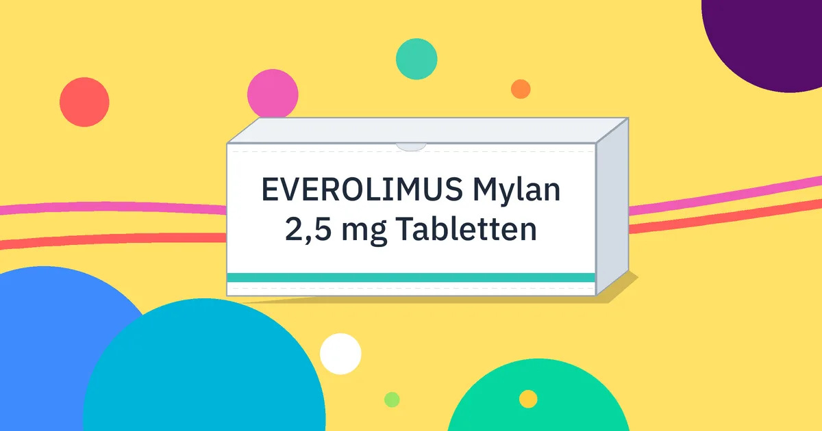 Symbolbild: Packung mit der Aufschrift EVEROLIMUS Mylan 2,5 mg Tabletten (PZN 17421214) – Verfügbarkeit und Bezug in Apotheken in Frankfurt am Main