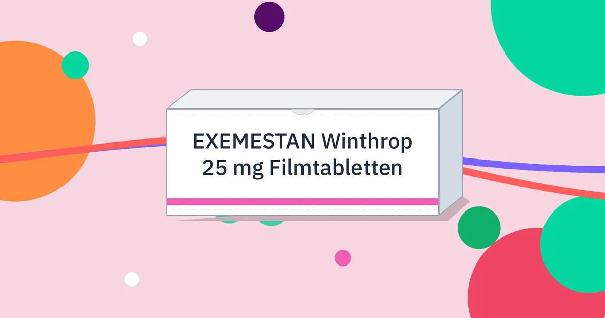 Symbolbild: Packung mit der Aufschrift EXEMESTAN Winthrop 25 mg Filmtabletten (PZN 08761253) – Verfügbarkeit und Bezug in Apotheken in Frankfurt am Main